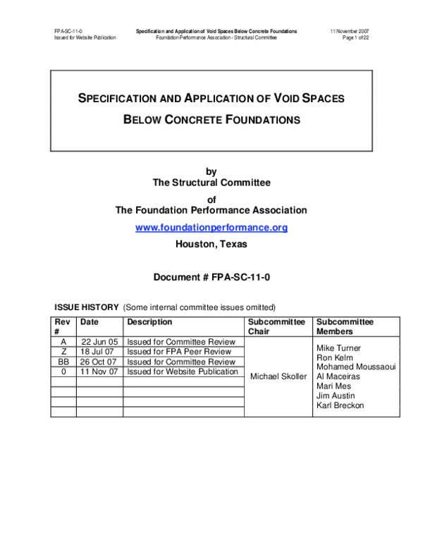 (PDF) FPA-SC-11-0 Specification and Application of Void Spaces Below ...
