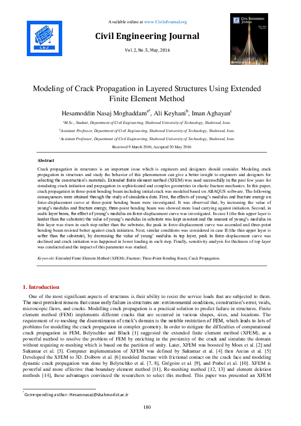 Pdf Modeling Of Crack Propagation In Layered Structures Using Extended Finite Element Method