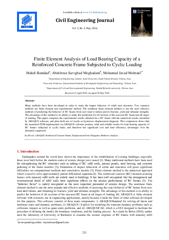 (PDF) Finite Element Analysis of Load Bearing Capacity of a Reinforced ...