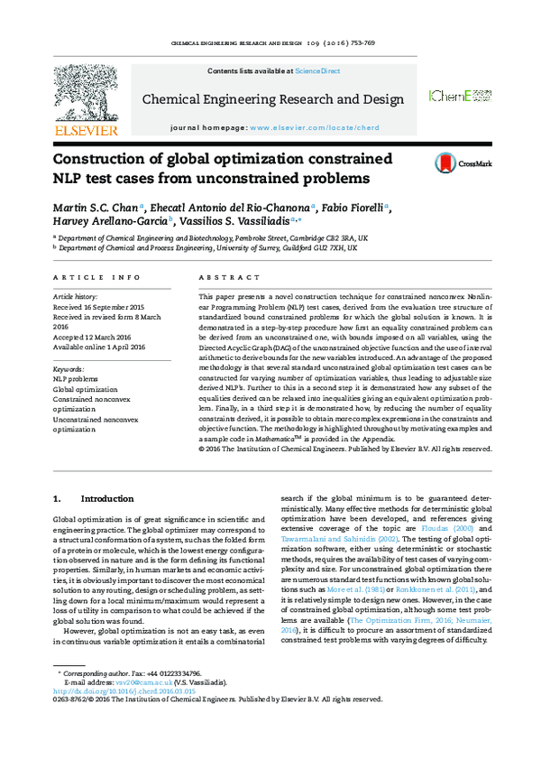 (PDF) Construction of global optimization constrained NLP test cases ...