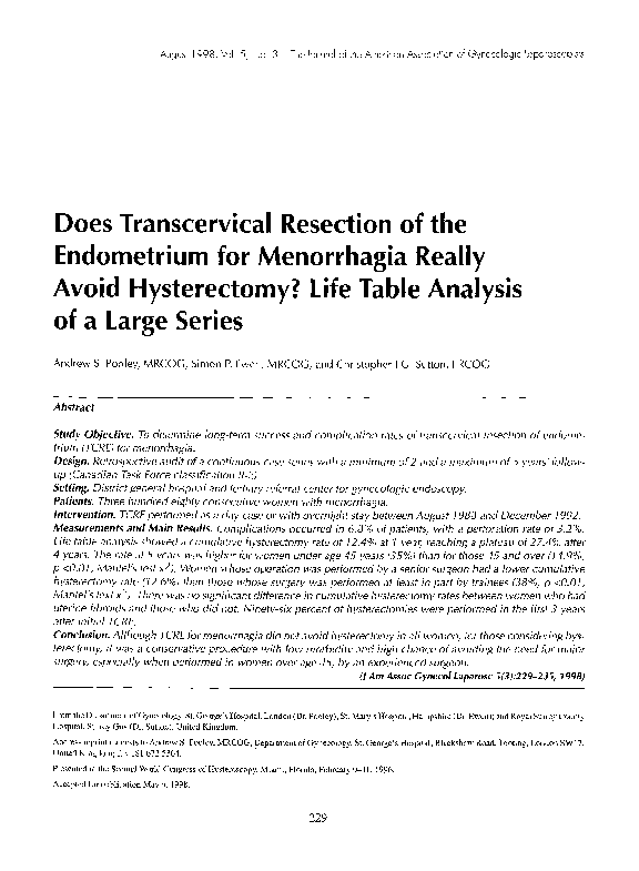 (PDF) Does transcervical resection of the endometrium for menorrhagia ...