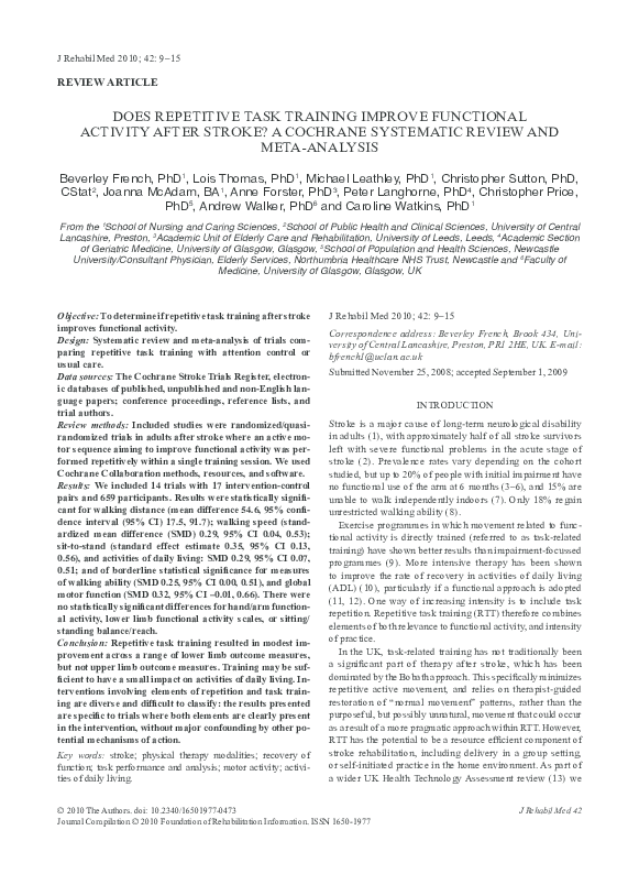 (PDF) Does repetitive task training improve functional activity after ...
