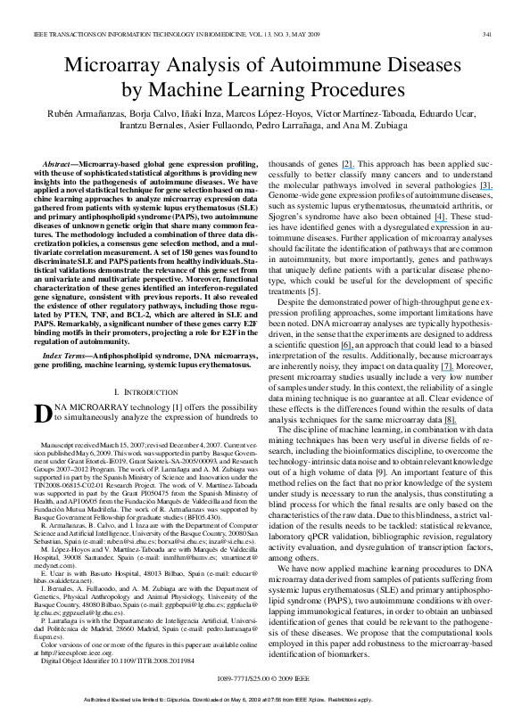 (PDF) Microarray Analysis of Autoimmune Diseases by Machine Learning ...