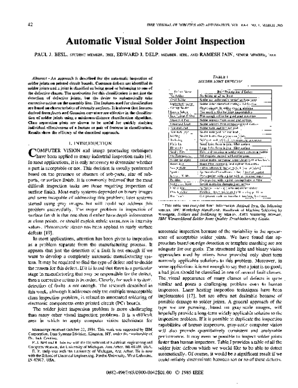 (PDF) Automatic visual solder joint inspection