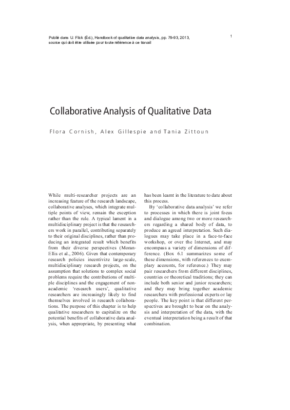 (PDF) Collaborative Analysis of Qualitative Data