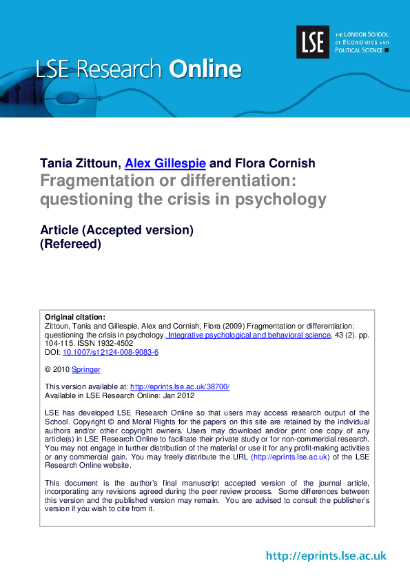 (PDF) Fragmentation or Differentiation: Questioning the Crisis in ...