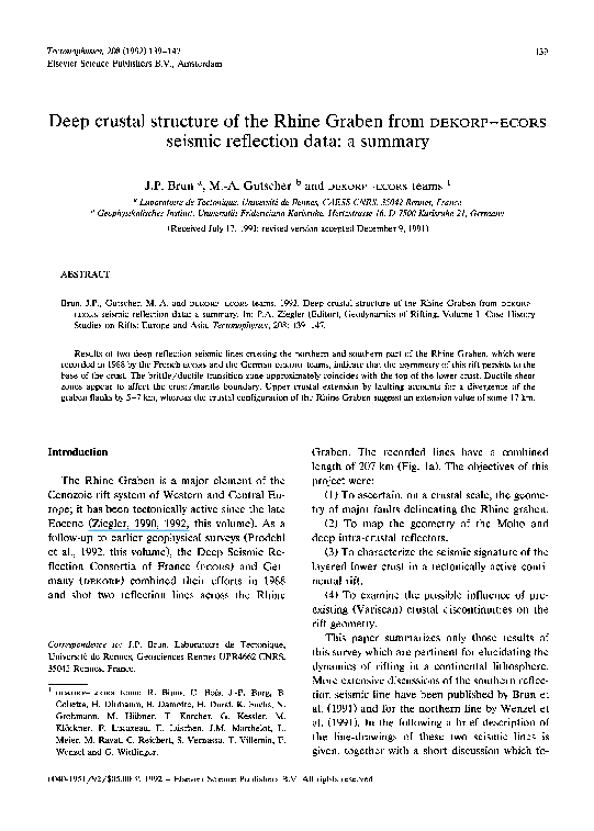 (PDF) Deep crustal structure of the Rhine Graben from dekorp-ecors ...