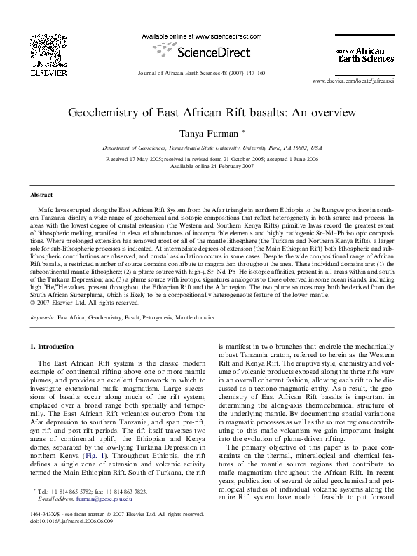 (PDF) Geochemistry of East African Rift basalts: An overview
