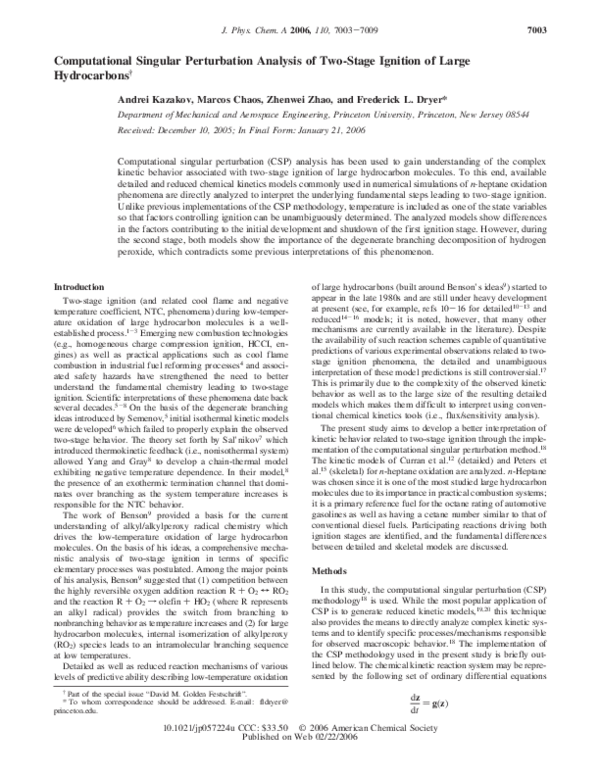 Pdf Computational Singular Perturbation Analysis Of Two Stage