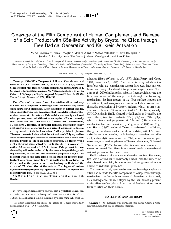 (PDF) Cleavage of the fifth component of human complement and release ...