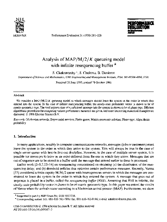 (PDF) Analysis of MAP/M/2/K queueing model with infinite resequencing buffer