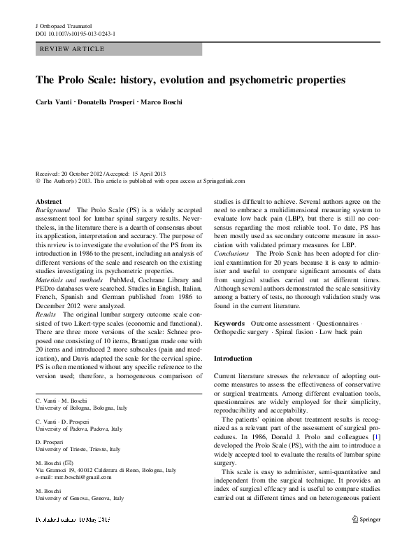 (PDF) The Prolo Scale: history, evolution and psychometric properties