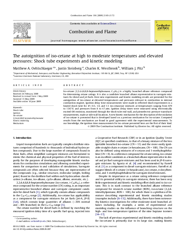 (PDF) The autoignition of iso-cetane at high to moderate temperatures ...