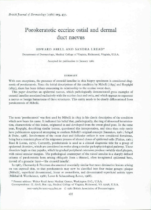 (PDF) Porokeratotic eccrine ostial and dermal duct naevus