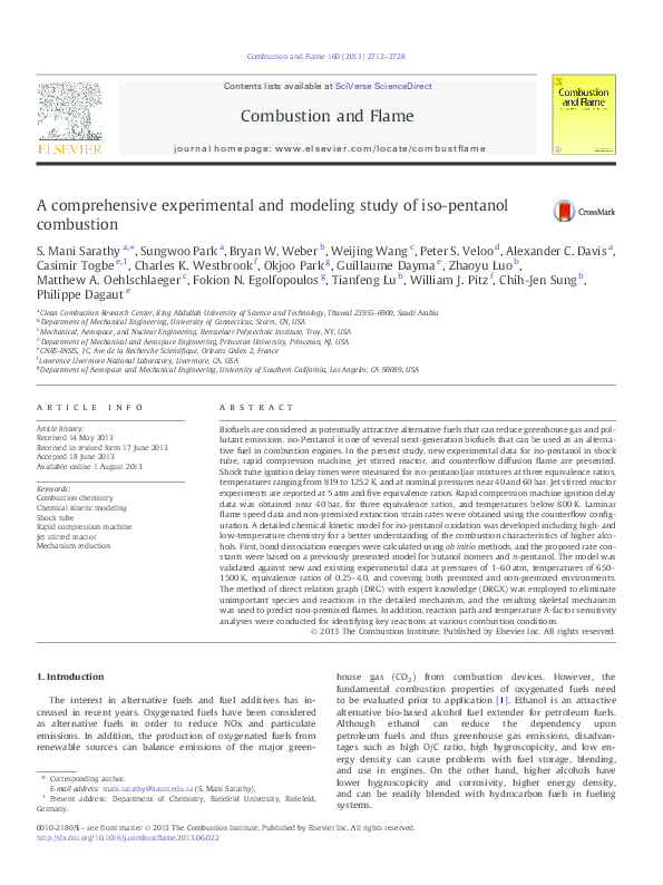 (PDF) A comprehensive experimental and modeling study of iso-pentanol ...