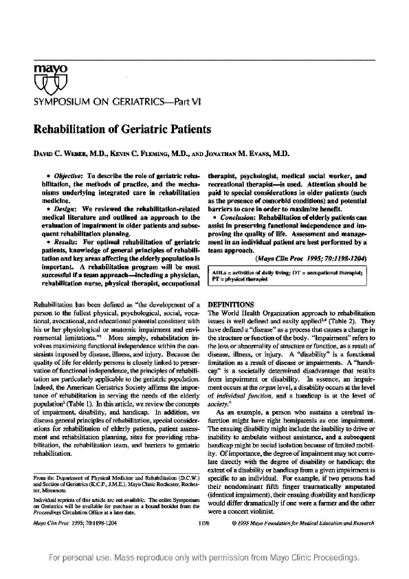(PDF) Rehabilitation of Geriatric Patients