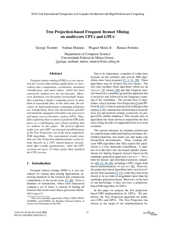 Pdf Tree Projection Based Frequent Itemset Mining On Multicore Cpus