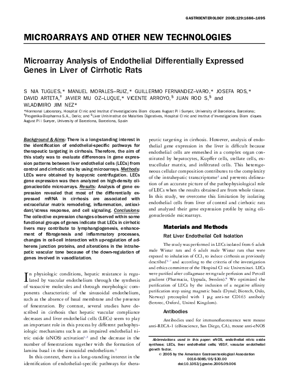 (PDF) Microarray Analysis of Endothelial Differentially Expressed Genes in Liver of Cirrhotic ...