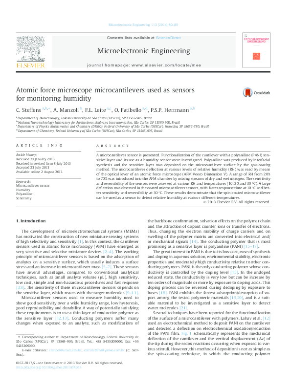 Pdf Atomic Force Microscope Microcantilevers Used As Sensors For Monitoring Humidity
