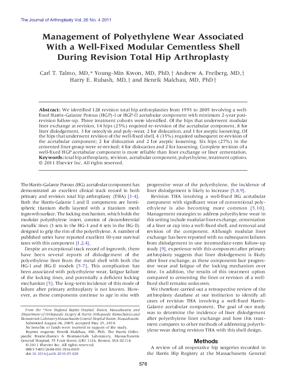 (PDF) Management of Polyethylene Wear Associated With a Well-Fixed ...