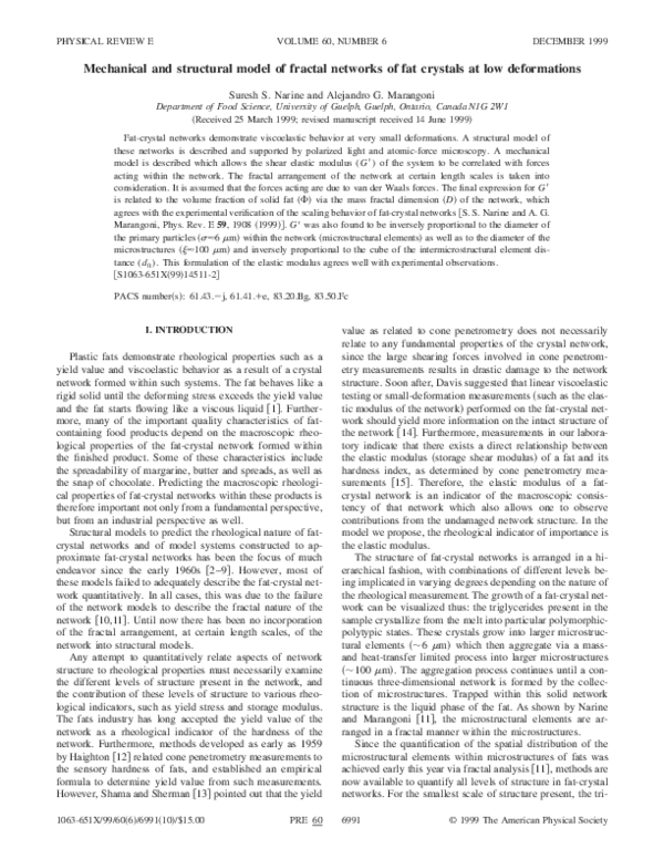 (PDF) Mechanical and structural model of fractal networks of fat ...
