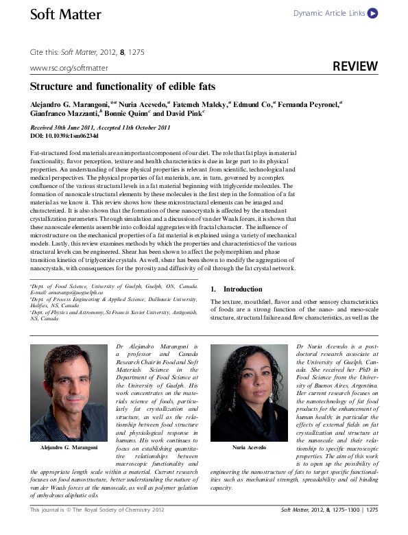 (PDF) Structure and mechanical properties of fat crystal networks