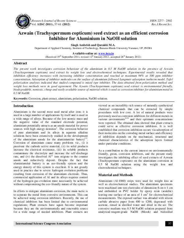 (PDF) Azwain (Trachyspermum copticum) seed extract as an efficient ...
