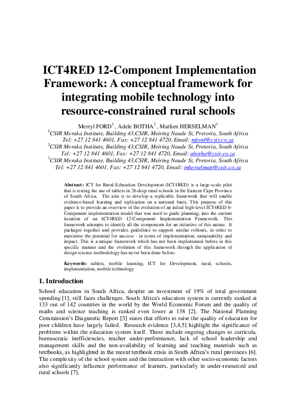 (PDF) ICT4RED 12 — Component implementation framework: A conceptual ...