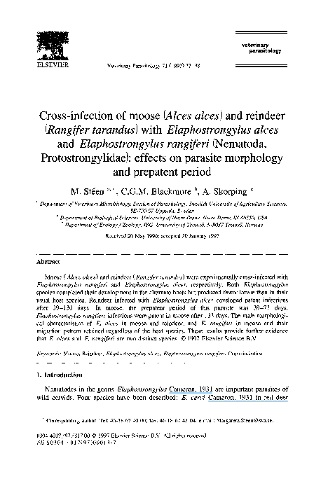 (PDF) Cross-infection of moose (Alces alces) and reindeer (Rangifer ...