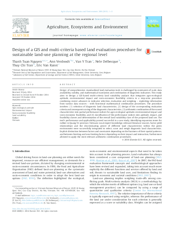 (PDF) Design of a GIS and multi-criteria based land evaluation ...