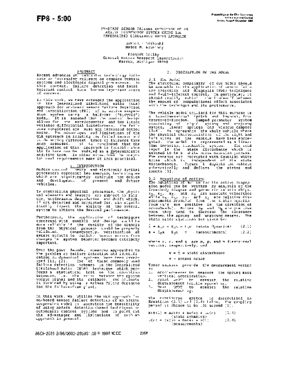 (PDF) On-board sensor failure detection of an active suspension system using the generalized ...