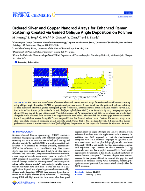 (PDF) Ordered Silver and Copper Nanorod Arrays for Enhanced Raman Scattering Created via Guided ...