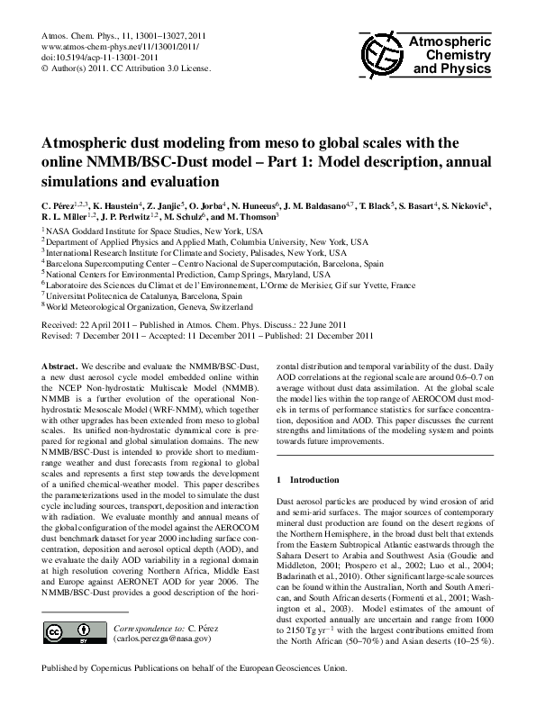 (PDF) Atmospheric dust modeling from meso to global scales with the ...