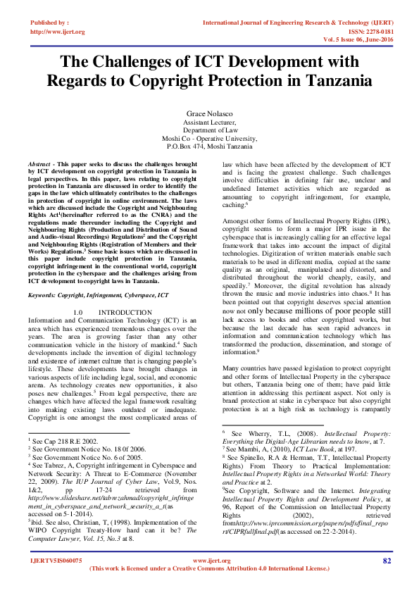 (PDF) The Challenges of ICT Development with Regards to Copyright ...