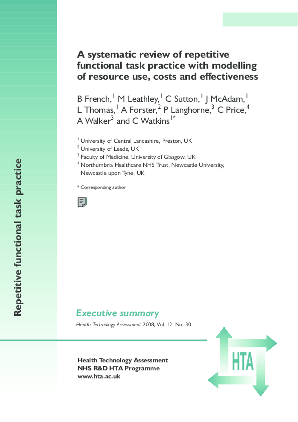 (PDF) A systematic review of repetitive functional task practice with ...
