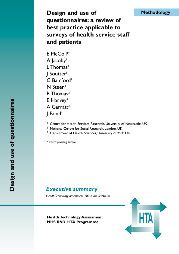 (PDF) Design and use of questionnaires: a review of best practice ...