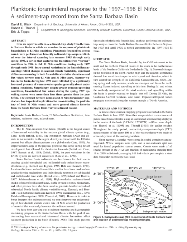 (PDF) Planktonic foraminiferal response to the 1997–1998 El Niño: A ...