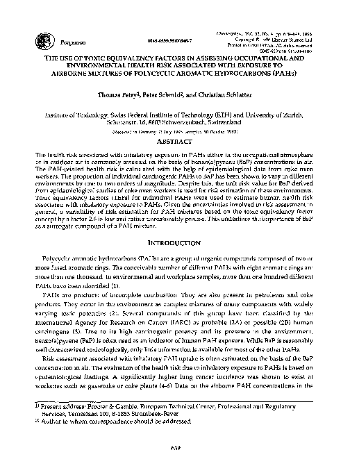(PDF) The use of toxic equivalency factors in assessing occupational ...