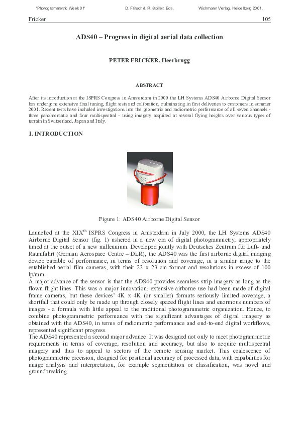 (PDF) ADS40: Advances in Airborne Digital Imaging