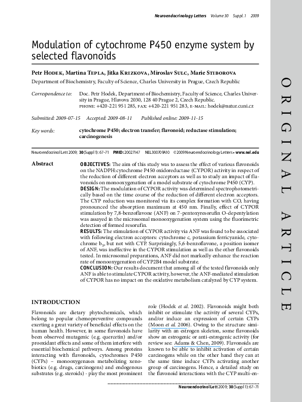 (PDF) Modulation of cytochrome P450 enzyme system by selected flavonoids
