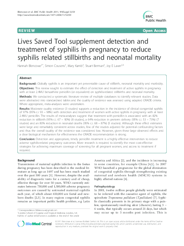 (PDF) Effectiveness of interventions to improve screening for syphilis ...