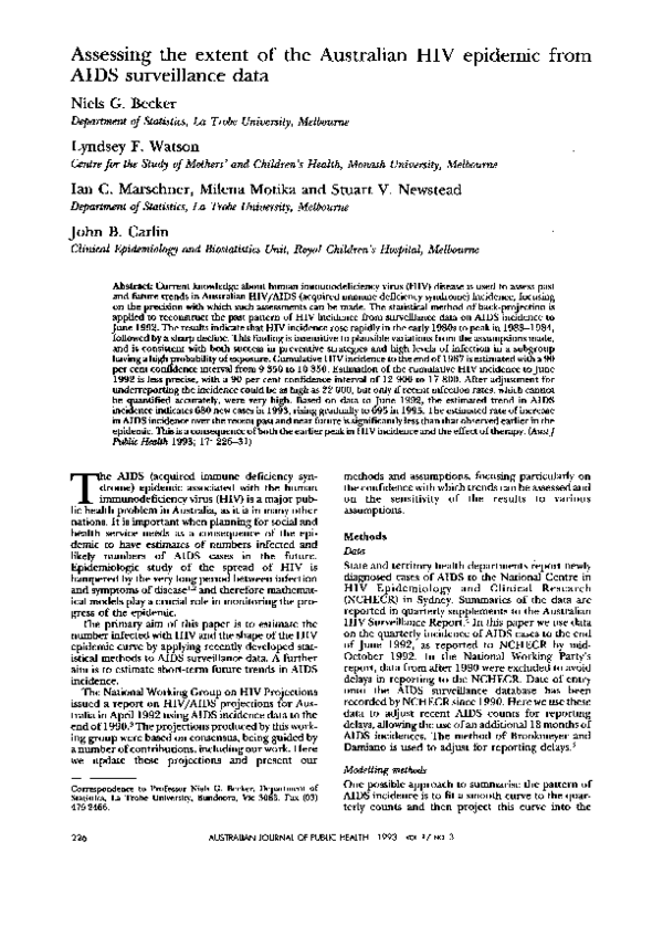(PDF) Assessing the extent of the Australian HIV epidemic from AIDS ...