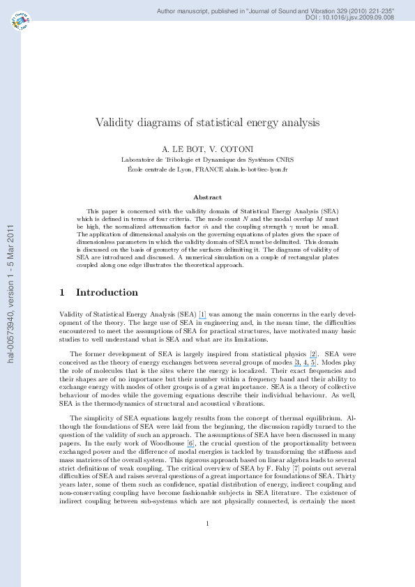 (PDF) Validity diagrams of statistical energy analysis