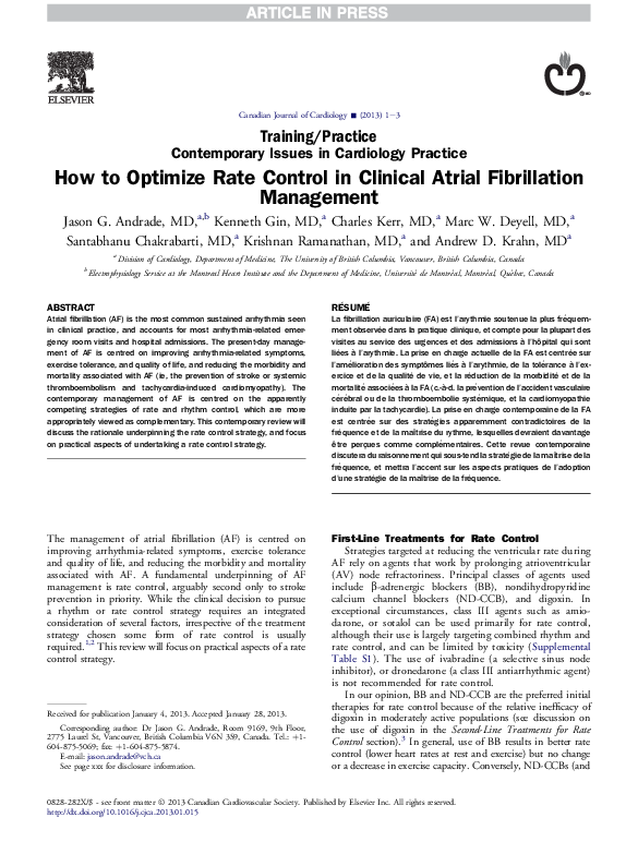 (PDF) How to Optimize Rate Control in Clinical Atrial Fibrillation ...