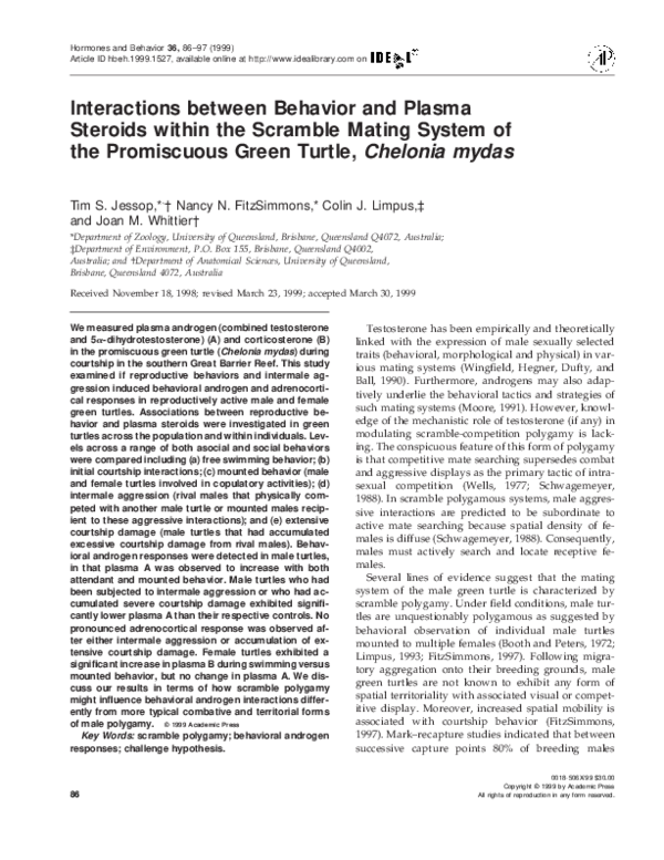 (PDF) Interactions between Behavior and Plasma Steroids within the ...