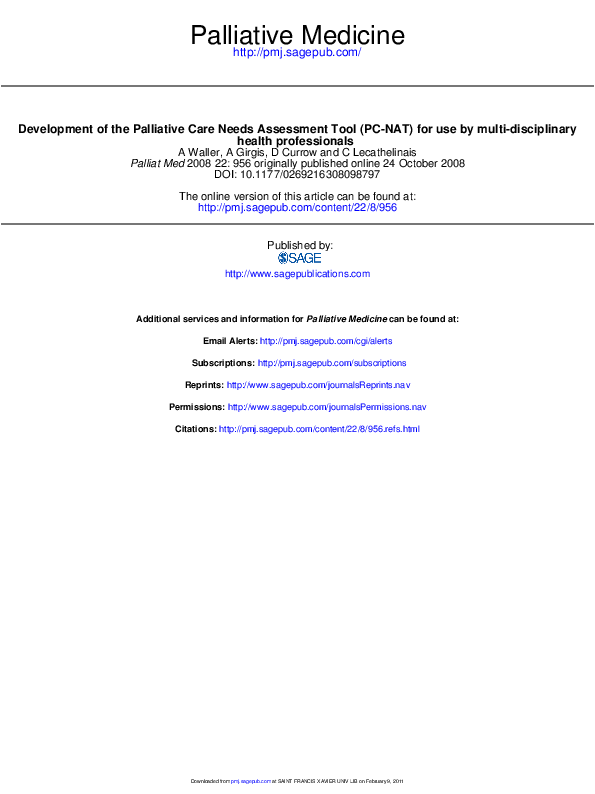 (PDF) Development of the Palliative Care Needs Assessment Tool (PC-NAT ...