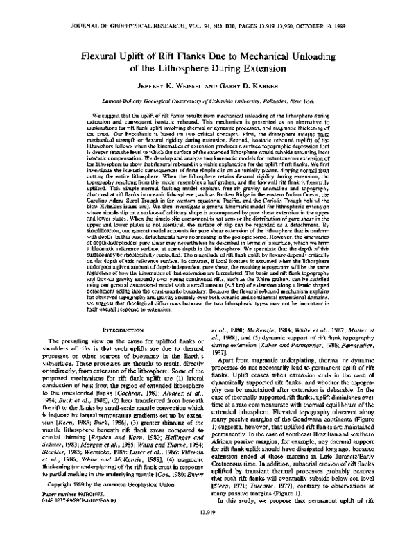 (PDF) Flexural Uplift of Rift Flanks Due to Mechanical Unloading of the ...