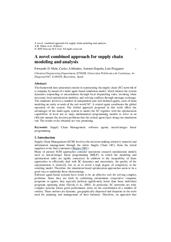 (PDF) A novel combined approach for supply chain modeling and analysis