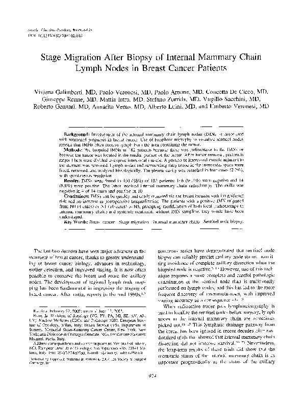 (PDF) Stage migration after biopsy of internal mammary chain lymph ...
