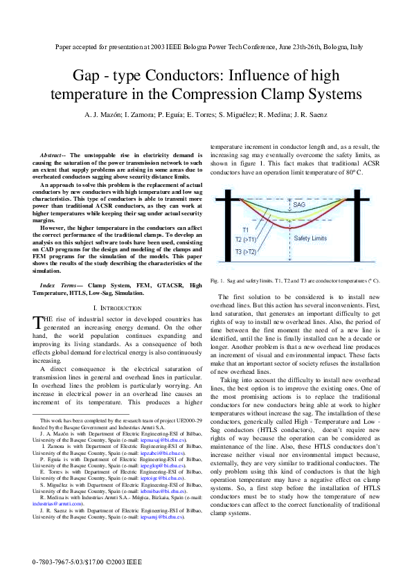 (PDF) Gap - type conductors: influence of high temperature in the ...